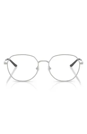 Emporio Armani 54mm Round Optical Glasses Shiny Silver/demo Lens