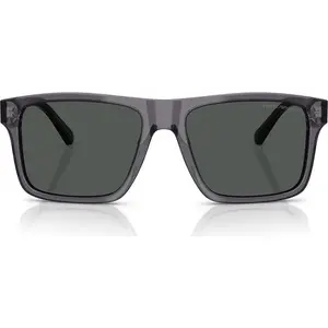 Emporio Armani 57mm Square Frame Sunglasses - Transparent Dark Grey/smoke