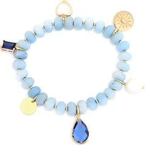 PANACEA Stone Beaded Charm Bracelet - Blue
