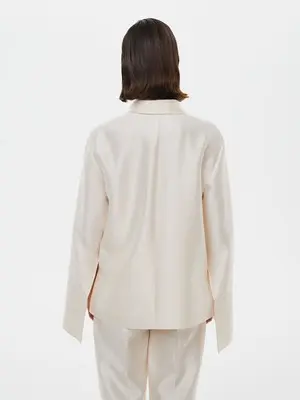 ALAS Silk-wool Blend Fitted Shirt - Cream White