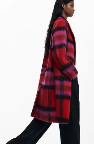 Desigual Tartan Plaid Wool-blend Coat