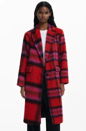 Desigual Tartan Plaid Wool-blend Coat