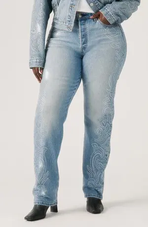 LEVI'S 501® Curve Embellished High-waist Straight-leg Jeans - Denim Venom Curve