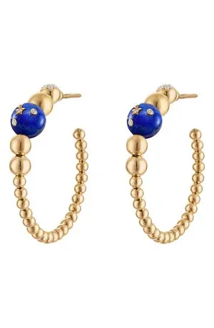 EDEN PRESLEY Beaded Hoop Earrings - Yellow Gold