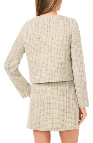 Halogen Metallic Tweed Jewel Collar Jacket