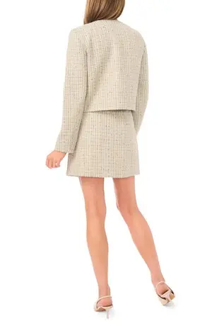 Halogen Metallic Tweed Jewel Collar Jacket
