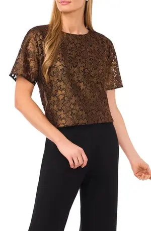 Halogen Lace Short Sleeve Top