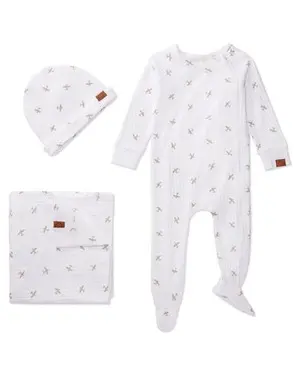 MINIMOI 3-piece Ribbed Cotton Footie Set - Winter White