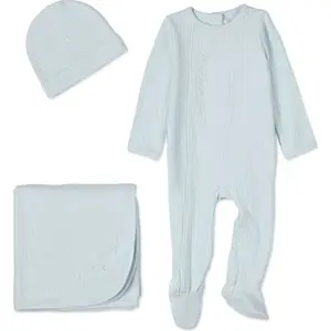 MINIMOI 3-piece Pointelle Footie Set - Blue