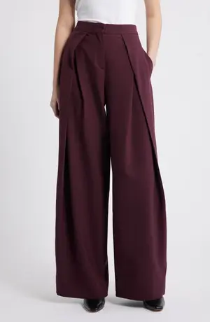 Mango Laura Pleated Wide Leg Pants - Maroon