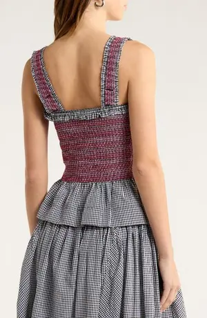 DAMSON MADDER Ami Smocked Organic Cotton Peplum Camisole