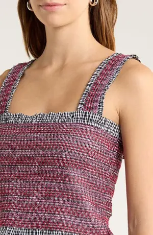 DAMSON MADDER Ami Smocked Organic Cotton Peplum Camisole