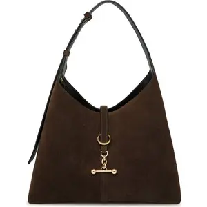 Strathberry Large Kite Suede Hobo Bag - Chocolate