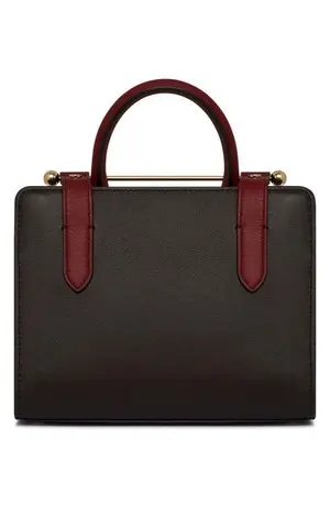 Strathberry Mini Leather Tote - Espresso/oxblood/black