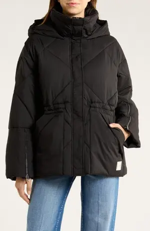 OOF WEAR Quilted Water Repellent Hooded Jacket - Nero