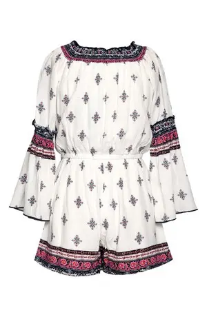 Truly Me Printed Romper - White Multi
