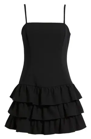 French Connection Tiered Ruffle Mini Dress - Black