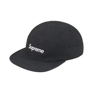 Supreme Jacquard Logos Denim Camp Cap - Black
