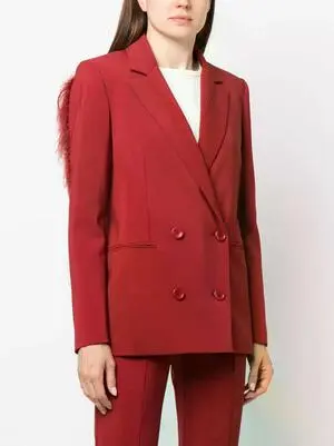 Patrizia Pepe Feather-detail Double-breasted Blazer