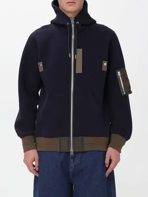 Sacai Zip-up Hoodie With Contrast Trim - Blue