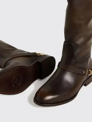 GOLDEN GOOSE Knee High Boots With Gold Tone Detailing - Brown