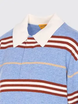 Guest In Residence Striped Knit Polo Shirt - Blue