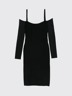 MUGLER Long Sleeve Cold Shoulder Midi Dress