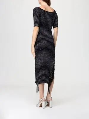 SIMONA CORSELLINI Striped Dress With Fringed Slit