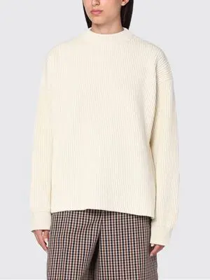 JIL SANDER Ribbed Mock Neck Sweater - White