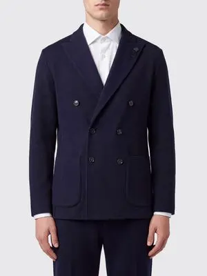 LARDINI Double Breasted Jacket - Blue