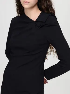 Emporio Armani Long Sleeve Asymmetrical Neck Midi Dress
