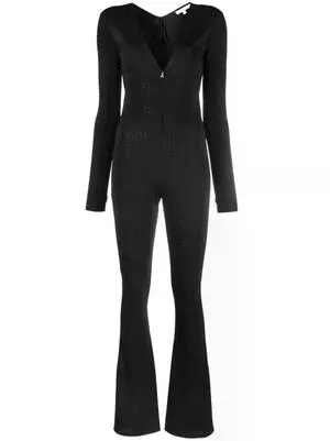 Patrizia Pepe Rhinestone-embellished Bootcut Jumpsuit - Black