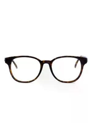 Saint Laurent Logo-detail Square Frame Glasses - Brown
