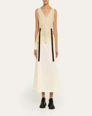 3.1 Phillip Lim Sleeveless Plaid Organza Flounce Top