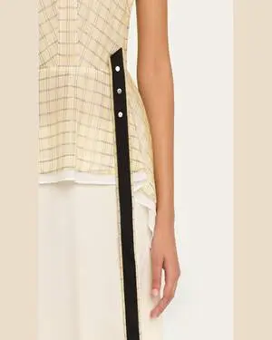 3.1 Phillip Lim Sleeveless Plaid Organza Flounce Top