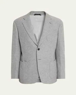 Giorgio Armani Birdseye Cashmere Single-breasted Blazer - Grey