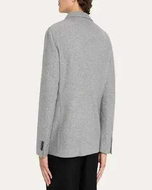 Giorgio Armani Birdseye Cashmere Single-breasted Blazer - Grey