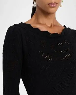 Chiara Boni La Petite Robe Biamka Long-sleeve Lace Dress - Black