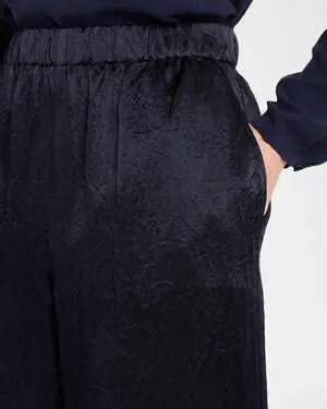 Eileen Fisher Wide-leg Crinkled Satin Pants - Rye