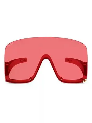Gucci Logo-detail Shield Sunglasses - Red