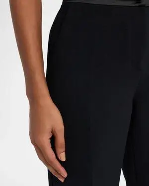 Emporio Armani Satin-waist Straight-leg Trousers - Solid Blue