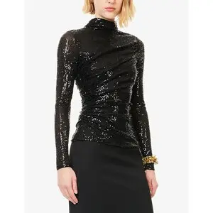 NEEDLE & THREAD Malia Sequin Turtleneck Top