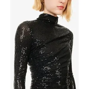 NEEDLE & THREAD Malia Sequin Turtleneck Top