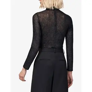 RO&ZO Ruched Long-sleeved Stretch-woven Top