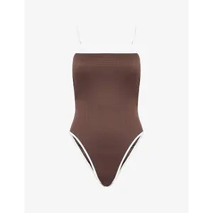 Seafolly Square-neck Crinkle One-piece Swimsuit - Dark Chocolate