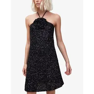 RO&ZO Sequin Halter-neck Mini Dress