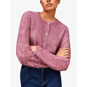 RO&ZO Sparkle Round-neck Knitted Cardigan