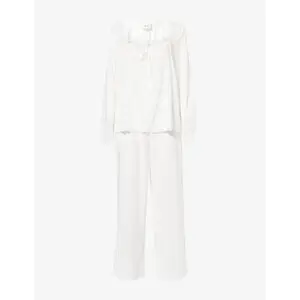 REFORMATION Paloma Ruffled Cotton Blend Pyjama Set - Ivory