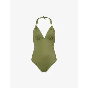 Heidi Klein Slider Halterneck Swimsuit - Olive