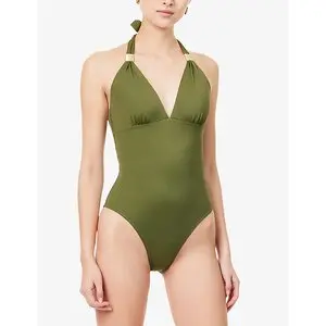 Heidi Klein Slider Halterneck Swimsuit - Olive